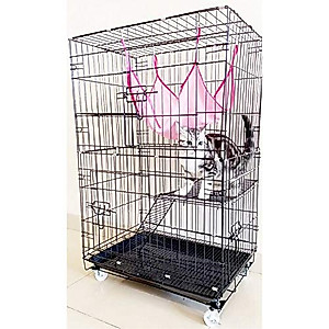Daorfaa 2-Tier Large Cat Ferret Cage Kennel Crate Playpen Box, Collapsible Home for Small Animals, 24 x 17 x 40 Inches, Black