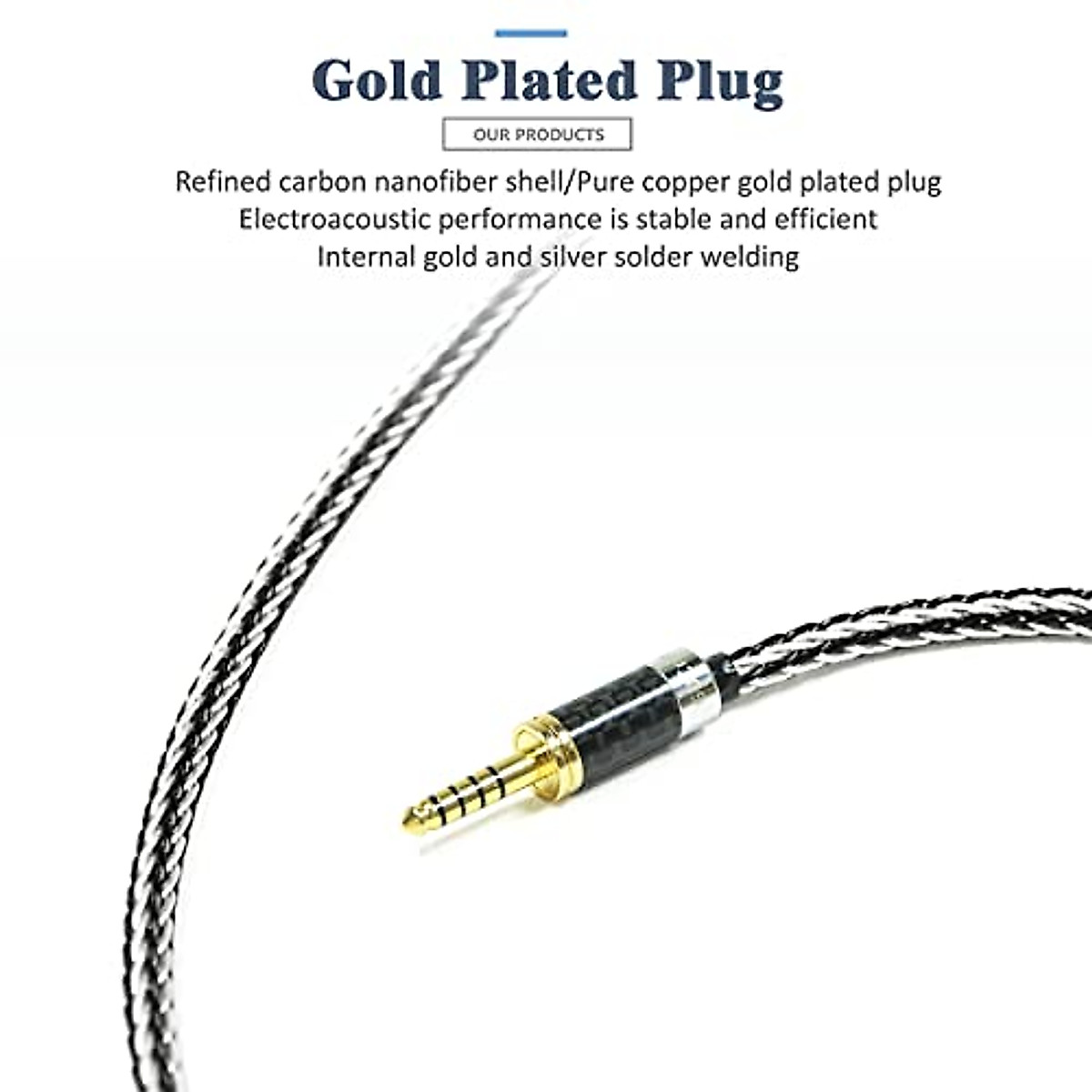 GUCraftsman 16 Strands 7N Single Crystal Copper/Silver Mixed Headphone Cable for AUDEZE LCD-X LCD-XC LCD2 LCD3 LCD4 LC5 LCD24 LCD-MX4 MM-500 MEZE Empyrean Elite Kennerton Thror Vali (4.4mm Plug)