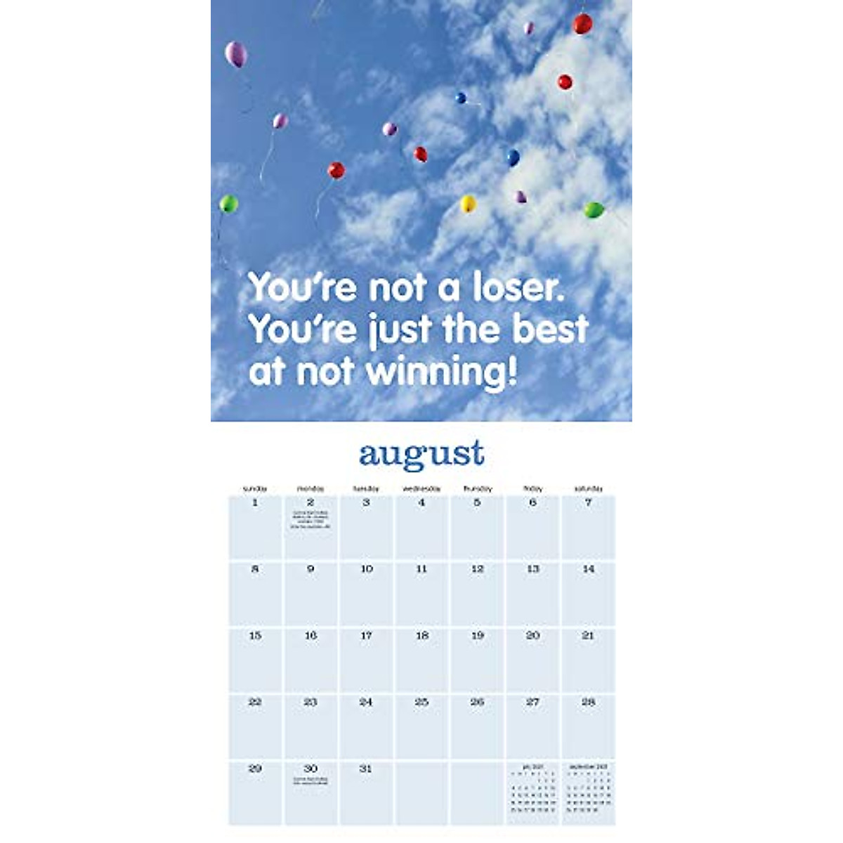 Unspirational 2021 Wall Calendar: it's okay to be a loser!