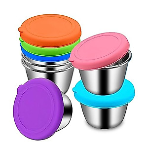 Frenflu Salad Dressing Container To Go, 6 X1.6oz Salad Container For Lunch, Stainless Steel Condiment Containers With Lids, Reusable Salad Dressing Container