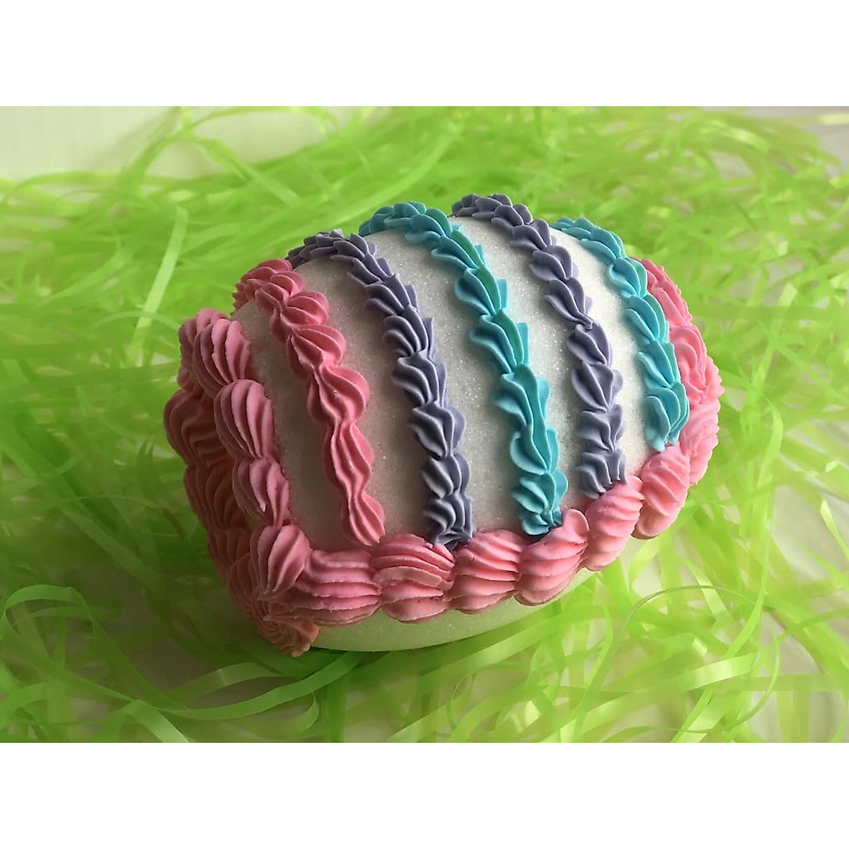 Striped Panoramic Sugar Egg, single; perfect for Easter baskets, gifts for children, centerpiece