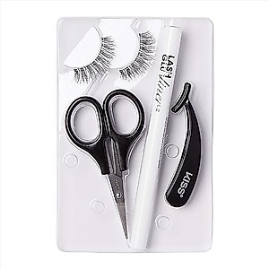 KISS Glueliner False Eyelashes, 'Glue Liner', 10 mm, Includes 1 Pair Of Lash, 1 Glue Liner, 1 Scissors, 1 Applicator, Travel Pouch, Contact Lens Friendly, Easy to Apply, Reusable Strip Lashes