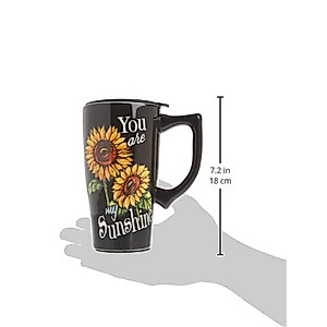 Spoontiques - Ceramic Travel Mugs - You Are My Sunshine Cup - Hot or Cold Beverages - Gift for Coffee Lovers
