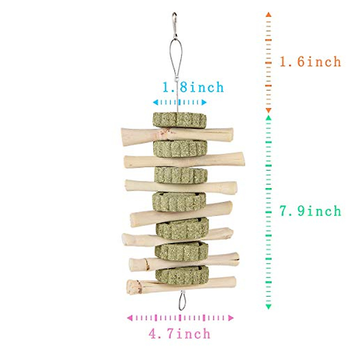 Natural Rabbit Hamster Chewing Toys Alfalfa Balls Sweet Bamboo Toys ,Hanging Treat Teeth Care Molar Toys for Small Pets Toys for Chinchilla Guinea Pigs(4 Pack)