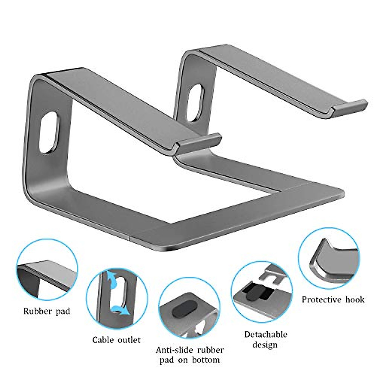 Orionstar Laptop Stand Portable Aluminum Laptop Riser Compatible with Apple Mac MacBook Air Pro 10 to 15.6 Inch Notebook Computer, Detachable Ergonomic Elevator Holder, Space Grey