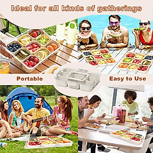 Iosjeude Tackle Box For Snacks, Divided Serving Tray With Lid And Handle, 9 Compartment Portable Snack Platters For Fruit, Nuts, Candy, Entertaining, Party, Picnic, Food Storage for Travel Beach