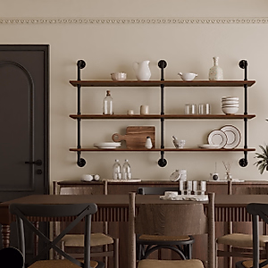 HDDFER Floating Shelves for Wall Bookshelf Industrial Pipe Shelving Shelves Natural Wood Planks 60 inch Rustic Wall Shelves Hanging Bookshelves Farmhouse Kitchen Shelving