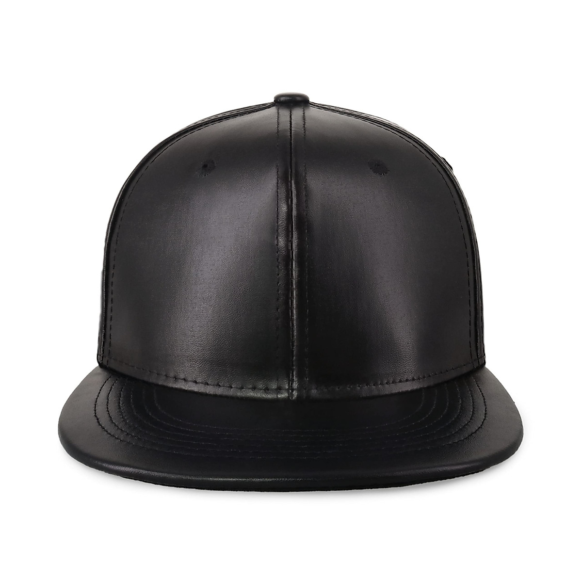 CHOK.LIDS PU Leather Flat Brim Hats for Men Women Hip Hop Baseball Snapback Blank Hats Solid Panther Black (Leather Black)
