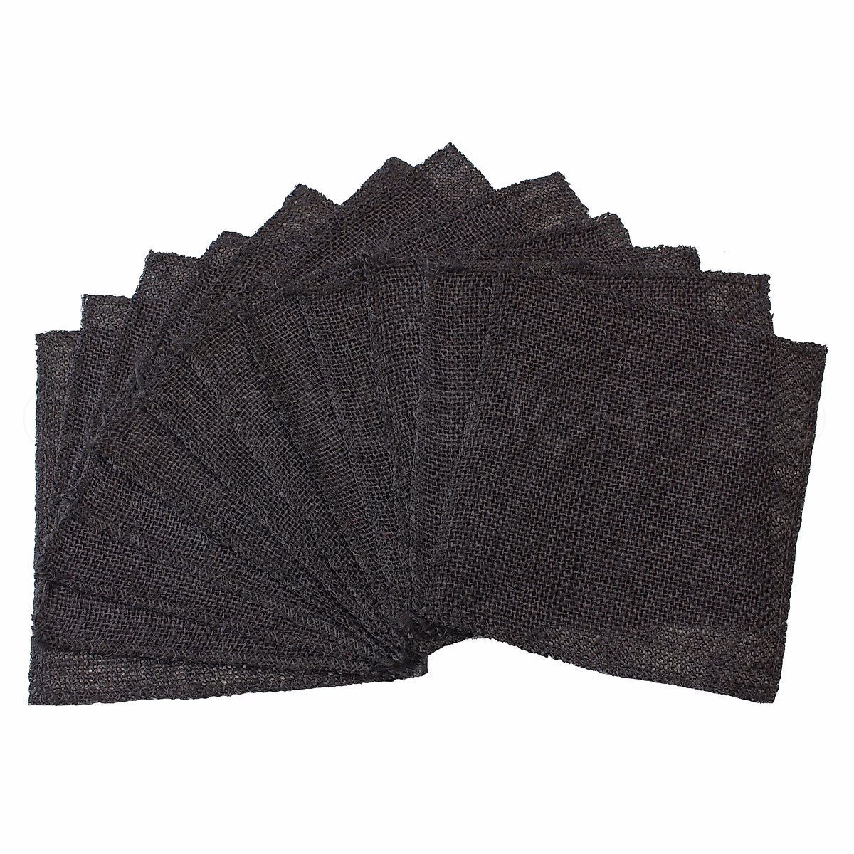 CleverDelights 6 Inch Black Burlap Squares - 12 Pack - Jute Burlap Fabric - Finished Edges - 6" x 6"
