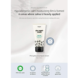 Mongdies Cica Repair Cream - Moisturizing, Hydrate, & Repair solutions for sensitive and delicate skin, Excellent grade German Derma Test, All ingredients of EWG Green Level, Natural Fragrance -100g