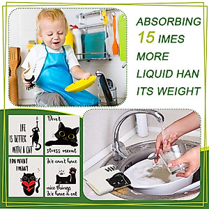 Funtery Cat Swedish Kitchen Dishcloths, 8 Pcs, Wooden, Absorbent, Quick Drying, Suitable for Daily Use, Cat Lover Gifts