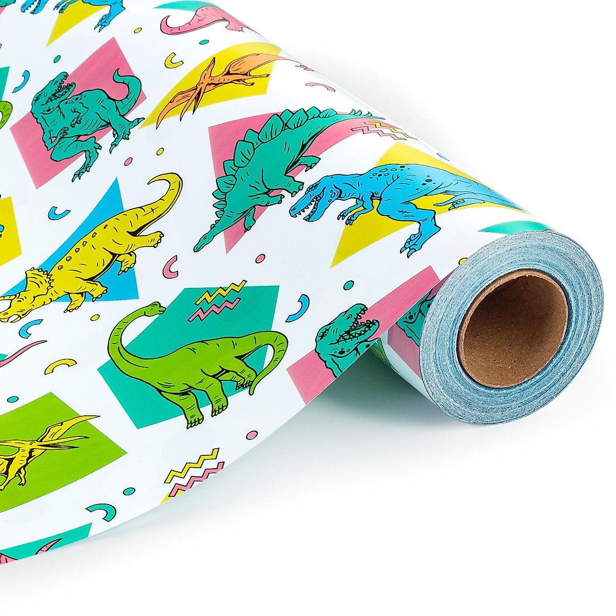 MAYPLUSS Wrapping Paper Sheet - Folded Flat - 3 Large sheets - Green Dinosaurt Design(22.6 sq.ft.ttl) - 27.5 inch X 39.4 inch Per Sheet