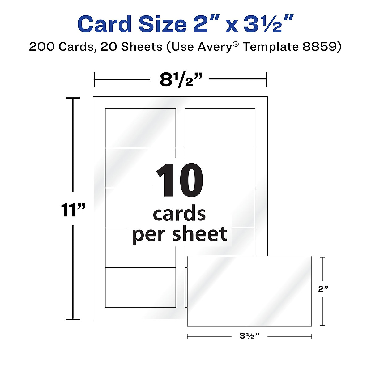 Avery Clean Edge Printable Business Cards with Sure Feed Technology, 2" x 3.5", Glossy White, 200 Blank Cards for Inkjet Printers (8859)