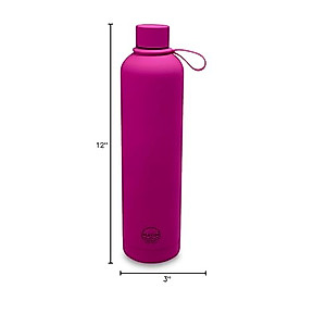 Mayim The Dome Insulated Stainless-Steel Water Bottle with Screw-Top Lid, Matte Metal Sports Water Bottle, 34 Ounces, Hot Pink