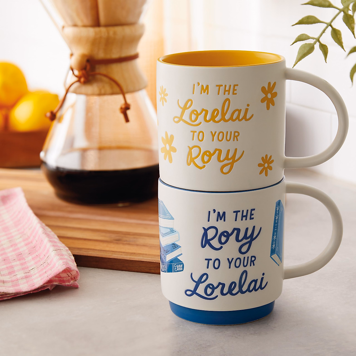 Hallmark Gilmore Girls Mug Set (Lorelai and Rory) Set of 2 Stacking Mugs, Gift for Mother's Day, Christmas, Birthdays