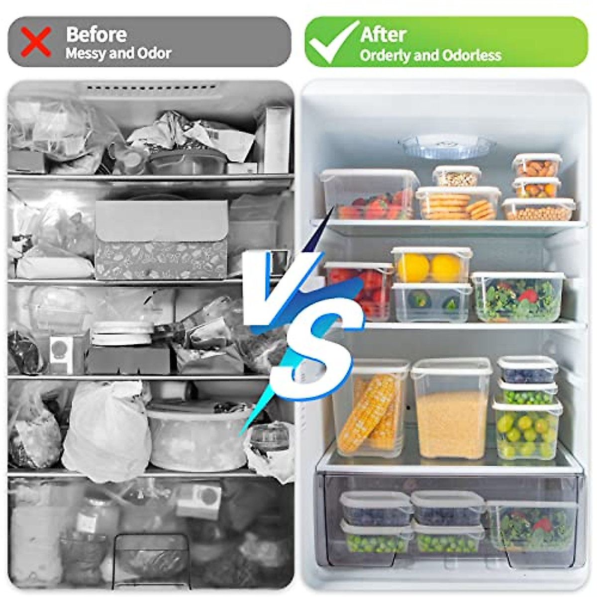 GEIKR 17 Pack Stackable Food Storage Containers with Lids, BPA-Free Plastic Meal Prep Container Reusable, Refrigerator & Freezer & Microwave & Dishwasher Safe Kitchen Organizer