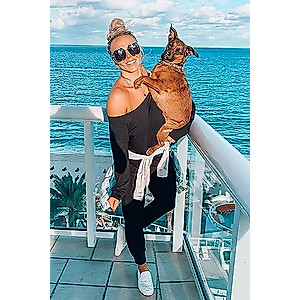 PRETTYGARDEN Women's Casual Long Sleeve Jumpsuit Crewneck One Off Shoulder Elastic Waist Stretchy Romper with Pockets