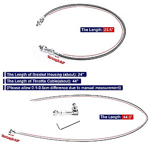 PQY 24" Hi-Tech Univeral Throttle Cable Braided Stainless Steel Throttle Cable Kit