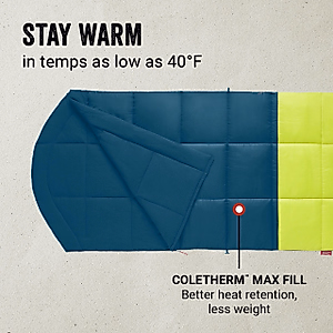 Coleman Kompact Sleeping Bag, Indoor/Outdoor Lightweight Sleeping Bag for Adults, 20°F/30°F/40°F Options for Camping, Hiking, Backpacking with Included Compression Sack; Big & Tall