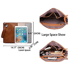 KlaOYer Large Colorblock Soft Pu Leather Wristlet Clutch Bag For Women Designer Large Wallet Evening Purse with Round handle (Brown-White-Green)