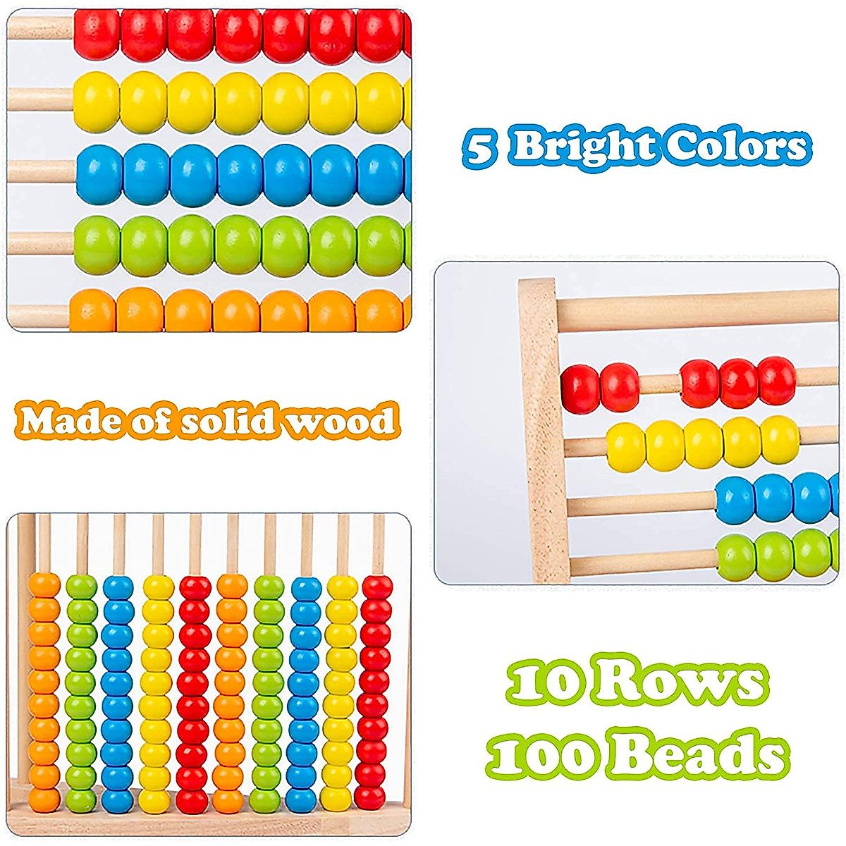 Wondertoys Wooden Abacus Educational Counting Frames Toy 100 Beads Math Tool Baby Abacus for Kids Montessori Gifts Abaco Matematicas para Niños
