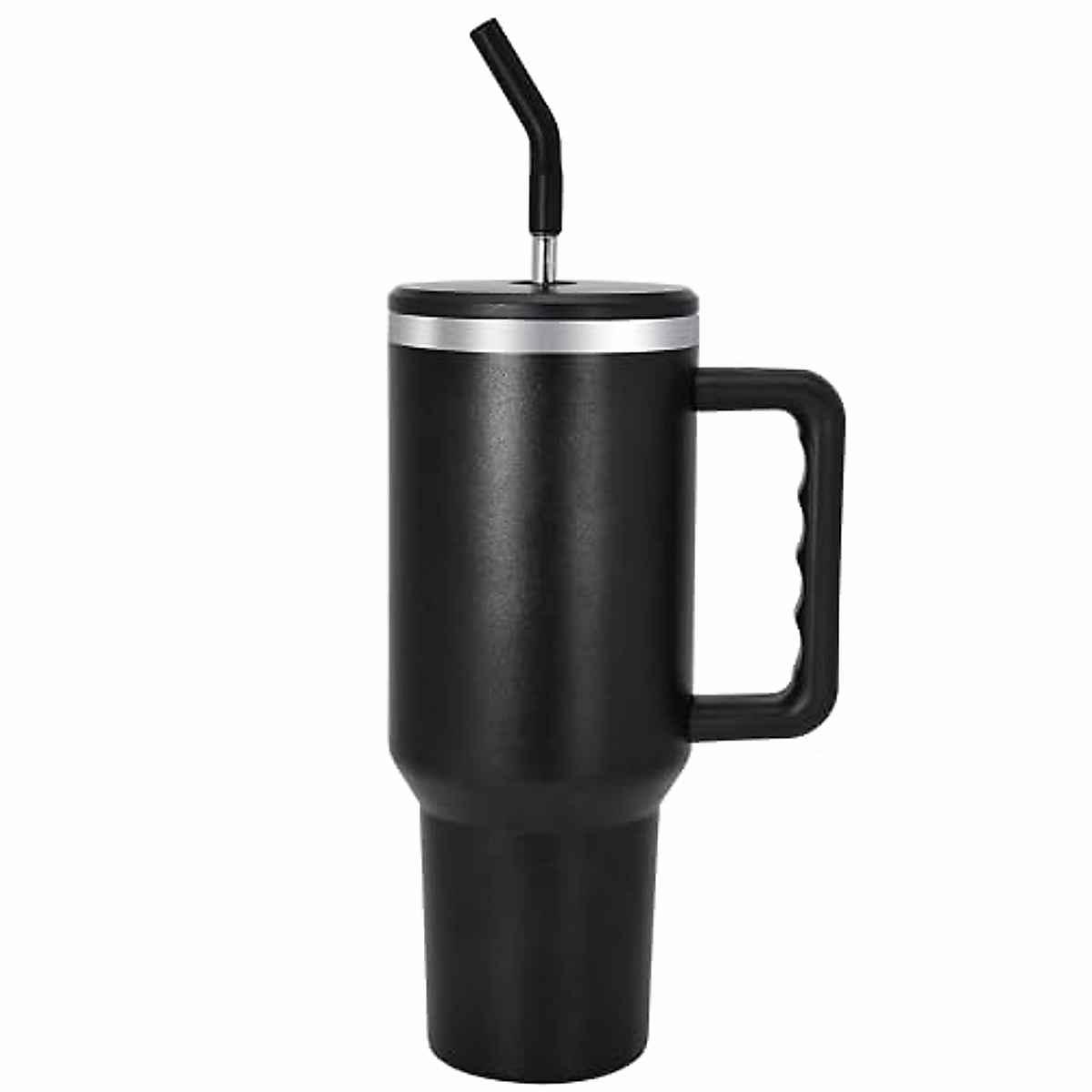 AGH 40oz Tumbler with Handle and Straw, Double Wall Vacuum Insulated Reusable Stainless Steel Water Bottle Travel Mug Iced Coffee Cup Travel Mug for Travel, Coffee and Outdoor Activities, Black