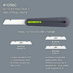 Slice 10560 3" Extra Long Insulation Foam Tool, Designed for Foam Cutting, Finger Friendly, Ceramic Blade, Automatically Retracts
