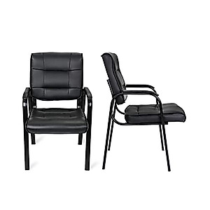 Indoor and Outdoor Use Chair Leather Guest Chair Black Waiting Room Office Desk Side Chairs Reception
