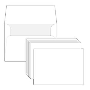 Heavyweight Blank White Flat Note Cards and Envelopes - Great for Announcements, Invitation, Thank You, Greeting, Printing Holiday Cards | 4 1/2” x 6” (A6) | 50 Sets Per Pack | Not a Fold Over Card