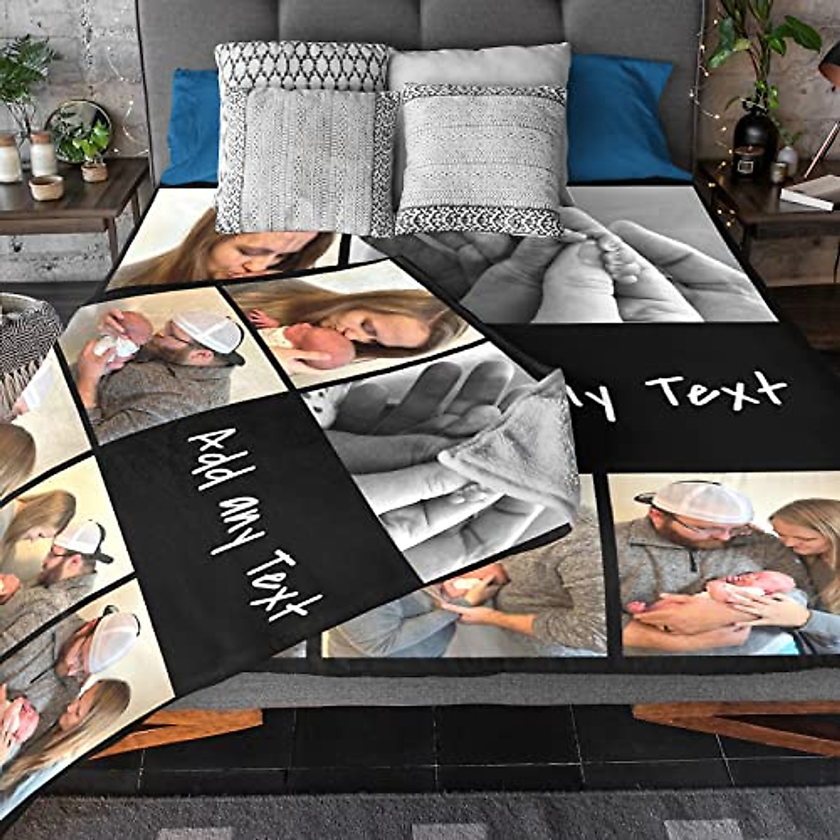 Personalized Picture Text Throw Blanket Custom Blankets with Photos Customized Valentine's day Wedding Christmas Birthday for Father Friend Couples Boyfriend Girlfriend Mothers Sister Dogs 50"x40"