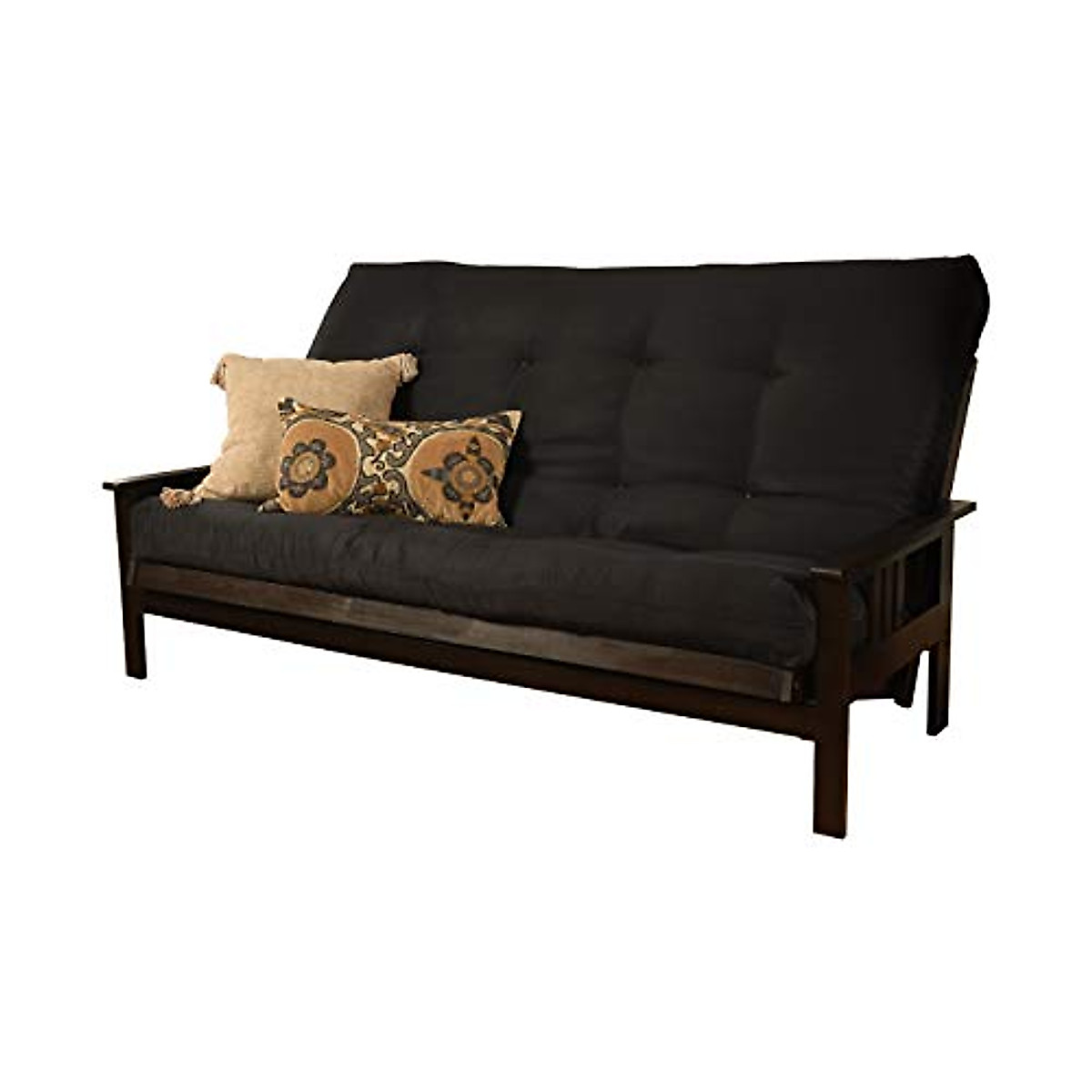 Kodiak Furniture Monterey Queen Futon Set in Espresso Finish, Suede Black