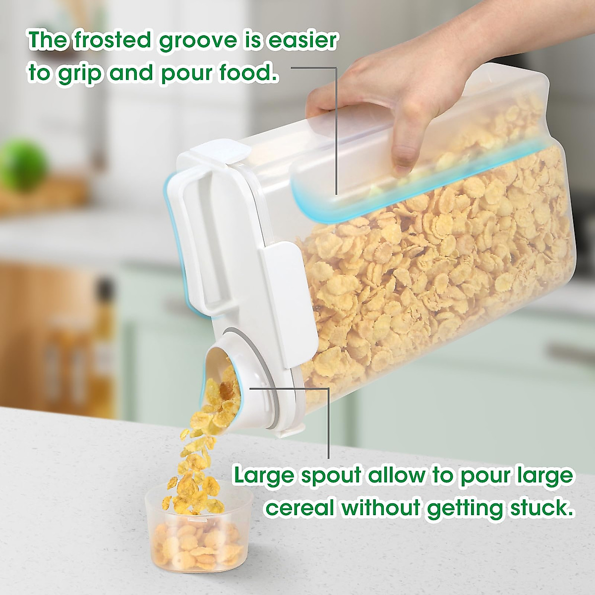 TBMax Airtight Rice Container 8 Lbs -10 Lbs, Cereal Container Dispenser, Pet Cat Dog Food Storage Container, Plastic Kitchen Pantry Food Storage Container with Cup -White