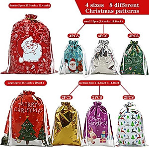 Christmas bag Christmas Drawstring Gift Bags,Christmas candy bag, party gift wrap,Children's gift bags,22pcs Assorted Christmas Gift Wrapping Bags Upgraded Christmas Goodie Bags for Christmas Party in 4 Sizes and 8 Designs with Inserted Drawstring Ribbons