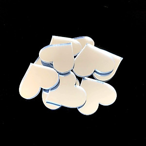 Super Cool Creations Heart Shaped Crafting Mirrors, Set of 10, Many Colours, Shatterproof Acrylic, White, Pack of 10 x 8cm