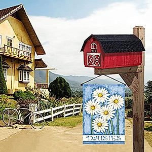 LAYOER home Garden Flag 12.5 x 18 inch Small White Daisies Flower Blue Spring Summer Double Sided Farmhouse Yard Outdoor Banner