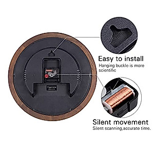 Vigorwise 14 Inch Wooden Wall Clock, Retro Wood Wall Clocks Battery Operated, Large Silent Sweep Movement Accurate Wall Clock for Living Room Bedroom Housewarming Present
