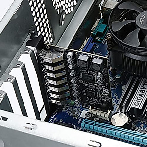 MZHOU 7 Port PCI Express Expansion Card, USB 3.0 7 Port Front Expansion Card, PCIE USB Hub Controller Adapter for Connect 7 Devices Expanded, Supports Windows 11/10/8/7 / Vista/XP (32/64-bit)