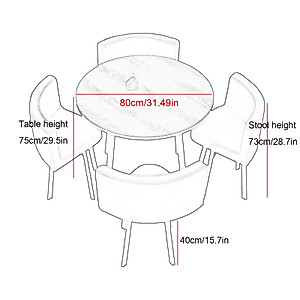 ISOFORMA Office Table and Chair Set, Kitchen Breakfast Table and Chair Set, Negotiation Table Round Conference Table, Suitable for Lounge, Living Room, 80cm