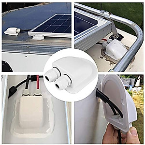 LITEMATIRA Solar Double Cable Entry Gland Box for RV, Boat, Caravan Roof Wire Connector Junction Holder Accessories(White)