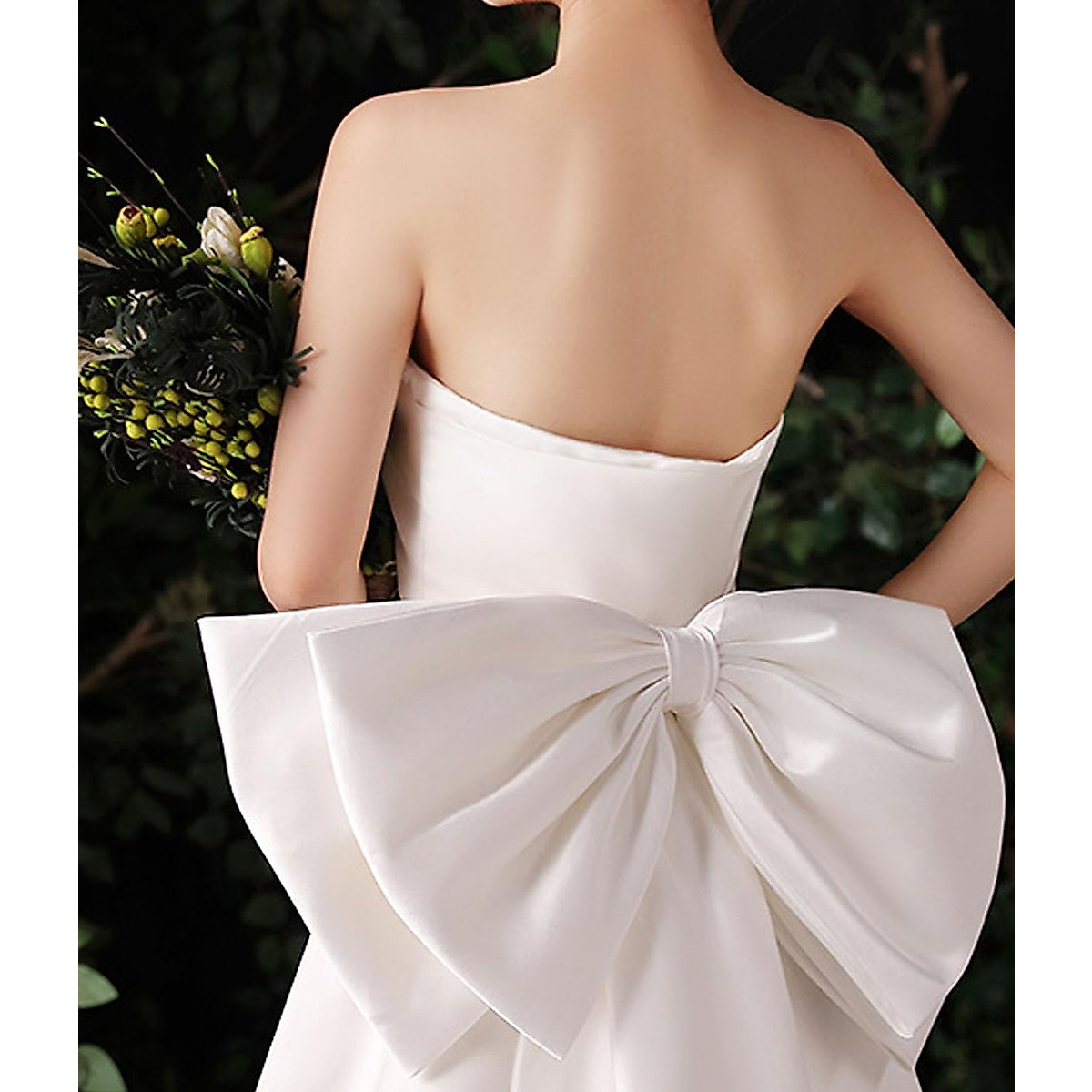 Ayervici Women's Removable Big Bow Train for Wedding Dress Satin Sweep Train for Formal Gowns(Bow:10 Inches *18 Inches) (Black)