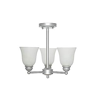Amazon Brand – Ravenna Home Classic 3 Light Semi-flush Mount Chandelier, Bulbs Included, 14.5"H, Silver
