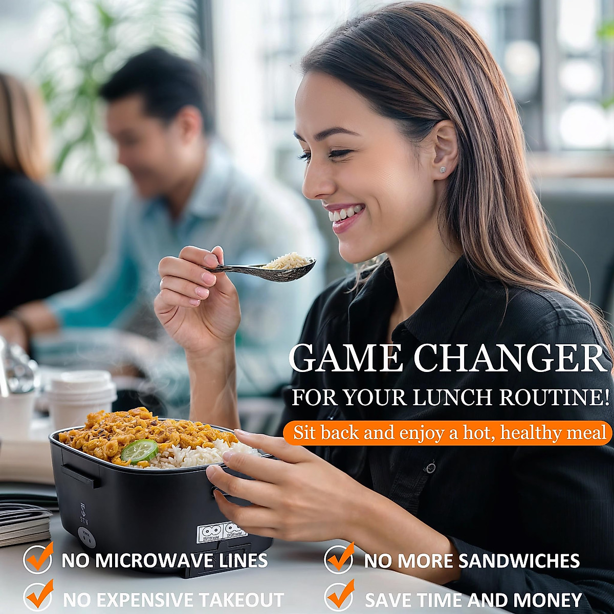 STN Electric Lunch Box 80w Heated Lunchbox For Adults,12/24/110V Warming Lunchbox for Car/Truck/Office with 2x1.5L Stainless Steel Containers,10L Insulated Bags,Big Cutlery Set