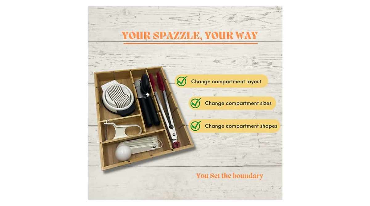 SPAZZLE Lite: 18 PCS Bamboo Organizer for Every Room
