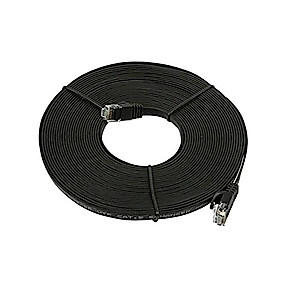 Monoprice - 109554 Cat5e Ethernet Patch Cable - Network Internet Cord - RJ45, Flat,Stranded, 350Mhz, UTP, Pure Bare Copper Wire, 30AWG, 30ft, Black