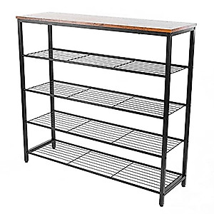 AVAFORT Four Layer Shoe Bench Freestand Rack, Metal Frame, Rustic Brown