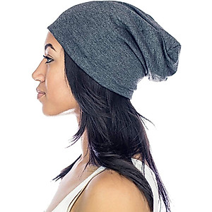 Grace Eleyae GE Women's Satin Lined Sleep Cap Slap Silky Beanie Soft Smooth & Stylish Hair Care Hat, Gray