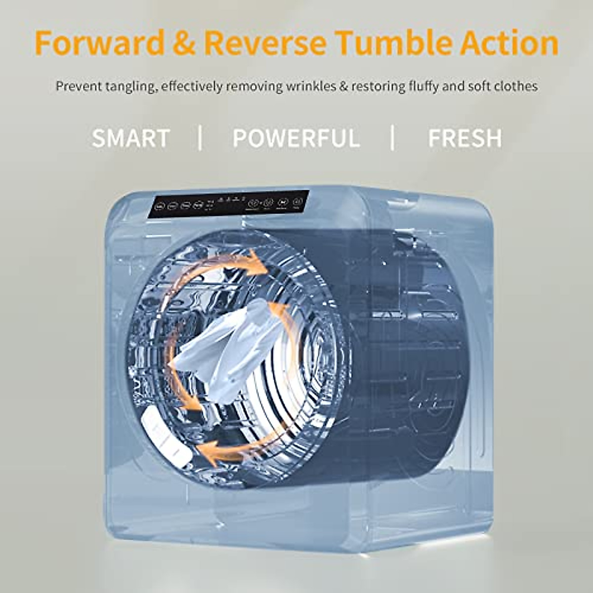 ROVSUN 13.2LB Portable Clothes Dryer, 3.5 Cu.Ft High End Front Load Tumble Laundry Dryer with LED Touch Screen, Stainless Steel Tub for Apartment, Home, Dorm-110V, White