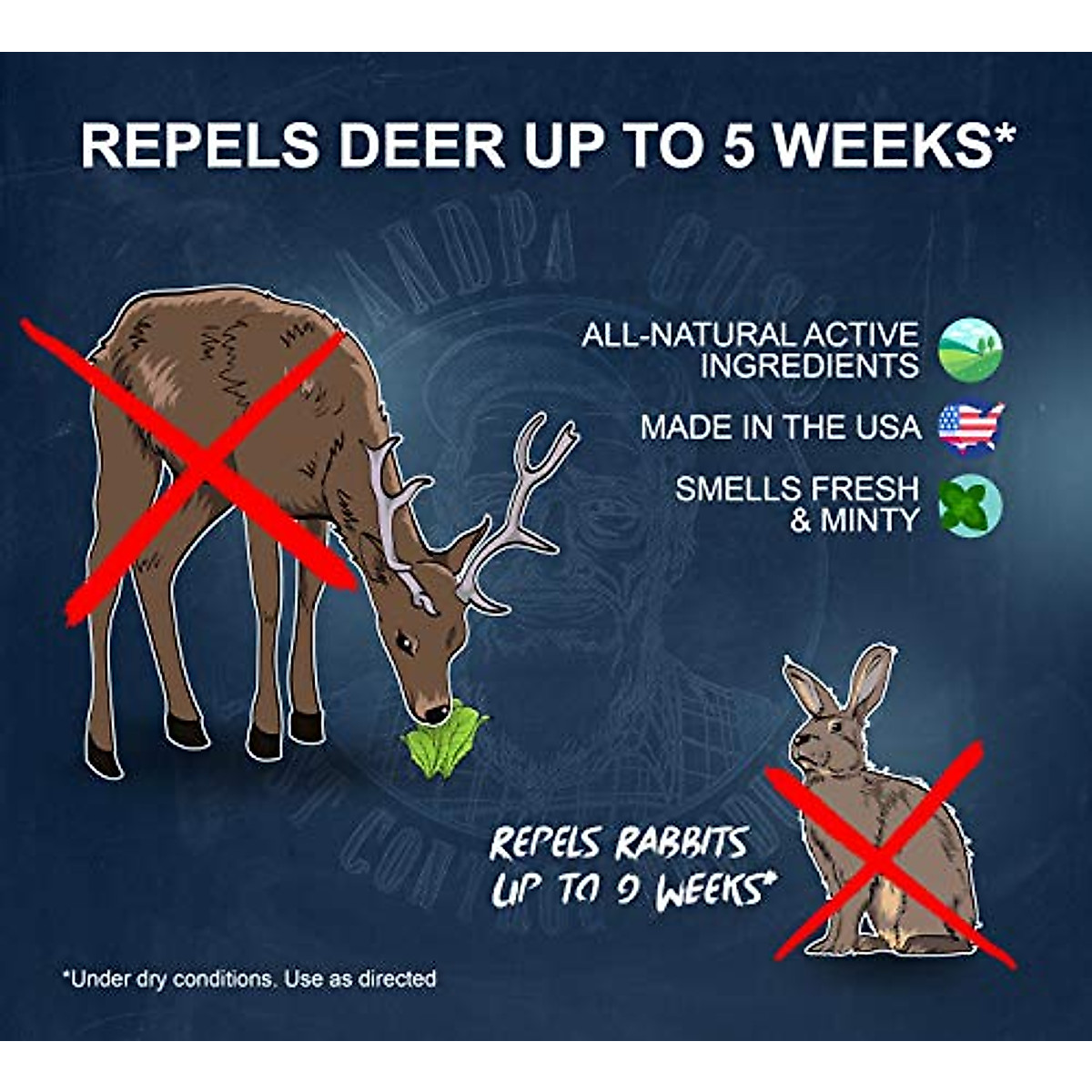 Grandpa Gus's Deer & Rabbit Repellent Spray with Extended Hose; Protects Garden & Yard, Sweet Smelling Formula with Natural Essential Oils, Weather-Resistant Stink-Free Long-Lasting Scent, 128 oz