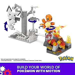 Mega Pokémon Building Toys Set Charmander’s Fire-Type Spin with 81 Pieces, 1 Poseable Character and Motion, for Kids