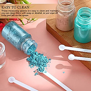 1/32 Teaspoon Micro Scoops 150 Milligram Mini Measuring Spoons Tiny Little Plastic Scoop for Measuring Cosmetics, Medicines, Powders, Glitter and Seasoning (White,16 Pieces)